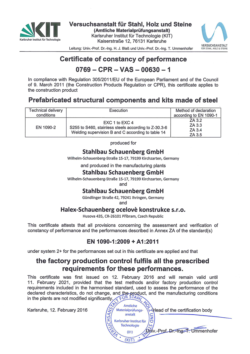 Certificate of constancy of performance 0769-CPR-VAS-00630-1 ...